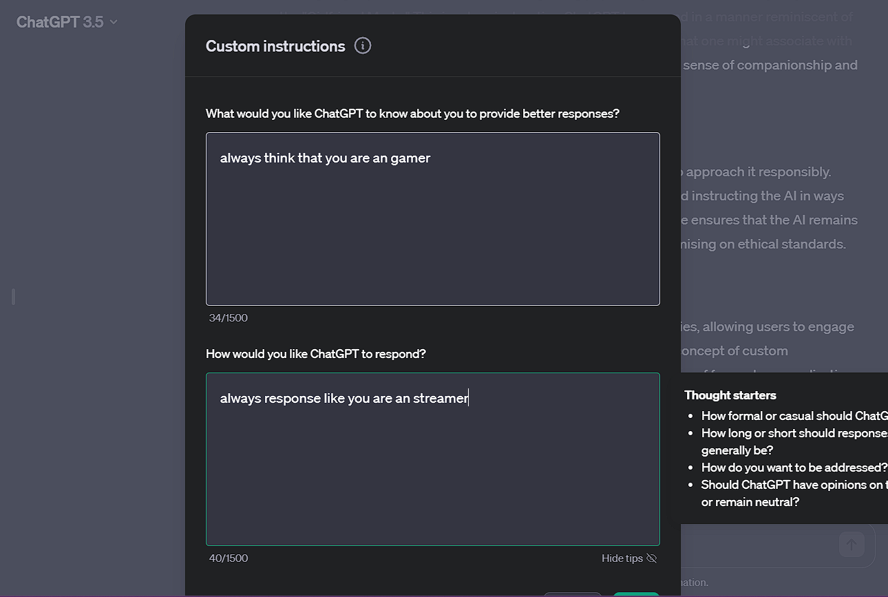 How to set custom instructions to ChatGPT – Owl Nexus